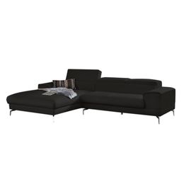 Ecksofa W.Schillig, B:303cm H:70cm T:193cm, schwarz, Longlife Xtra-Leder Z59: Glattleder mit modischer Pr&auml;gung. Hautst&auml;rke 0, 9 - 1, 1 mm,