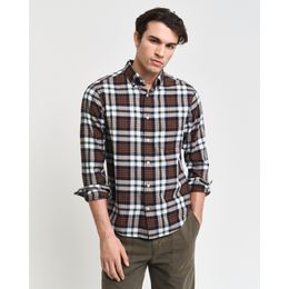 Gant Herren Langarmhemd "REG FLANNEL PLAID SHIRT", braun, Gr. 4XL, kariert, Flanell, Obermaterial: 100% Baumwolle, Hemden