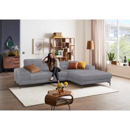 Ecksofa W.Schillig, B:303cm H:70cm T:193cm, grau, Chenille-Flachgewebe R66 (85% Polyester, 15% Nylon), Wohnzimmer, Sofas, "Piedroo, Designsofa mit