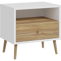 Nachtkommode FORTE, B:59,8cm H:57,7cm T:41,5cm, weiß, FSC-zertifizierter Holzwerkstoff, Sideboards, "Harllson EasyKlix by FORTE, fast ganz ohne