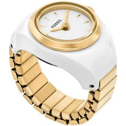 Fossil Damen Uhrenring "WATCH RING", gold, Armbanduhren, Quarzuhr, Damenuhr, analog, Flexband, Zugband