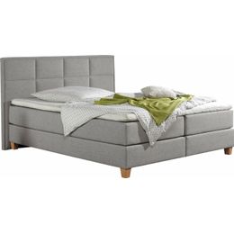 Boxspringbett Home Affaire, B:111cm L:209cm, grau, Struktur fein (100% Polyester), Komplettbetten, "Casey", in 5 Breiten, 3 Ausf&uuml;hrungen, 2