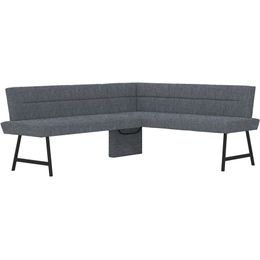 Eckbank Home Affaire, B:211cm H:84cm, grau, 100% PES, Esszimmer, Sitzbänke, "Sava", mit Wellenfederung im Sitz