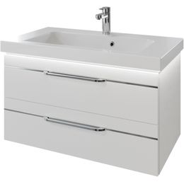 Waschtisch SAPHIR, B:92cm H:55,6cm T:50,8cm, wei&szlig;, Badezimmer, Waschtische, "Serie Balto Mineralmarmor-Waschtisch mit Unterschrank, 92 cm breit",