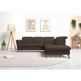 Sit & More Ecksofa SIT & MORE, B:250cm H:91cm T:220cm, braun, 100% Polyester, Wohnzimmer, Sofas, "Romero L-Form", wahlweise mit oder ohne TV-Funktion,