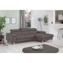 Ecksofa COTTA, B:244cm H:72cm T:166cm, grau, Microfaser PRIMABELLE (100% Polyester);Kunstleder SOFTLUX(100%Polyurethan);Feinstruktur (100%