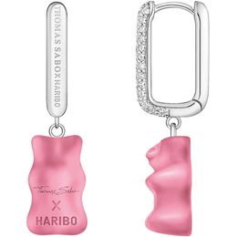 Thomas Sabo Damen Single-Creole "Thomas Sabo x HARIBO Schmuck: Gro&szlig;e Einzel-Creole mit Goldb&auml;r", Silber 925 (recycelt), pink, Silber 925 (recycelt),