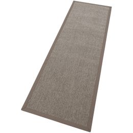 Teppich Dekowe, B:80cm H:7mm L:250cm, grau, Kunstfaser, Wohnzimmer, Teppiche, "Naturino Rips", Flachgewebe, Sisal-Optik, mit Bord&uuml;re, In- und Outdoor