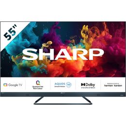 Sharp LED-Fernseher "Sharp 55FQ5EG Quantum Dot Google TV 139 cm (55 Zoll) 4K Ultra HD QLED", 55 ′′, schwarz, Fernseher, Quantum Dot, QLED, Dolby
