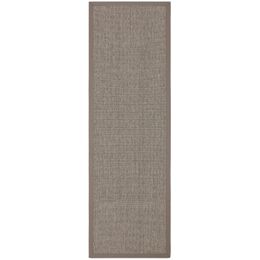Teppich Dekowe, B:80cm H:7mm L:250cm, grau, Kunstfaser, Wohnzimmer, Teppiche, "Naturino Rips", Flachgewebe, Sisal-Optik, mit Bord&uuml;re, In- und Outdoor