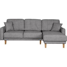 Ecksofa Home Affaire, B:234cm H:89cm T:164cm, grau, 100% Polyester, Wohnzimmer, Sofas, "TRIPLO optionale Schlafsofa mit Bettkasten, Ma&szlig;e B/T/H: