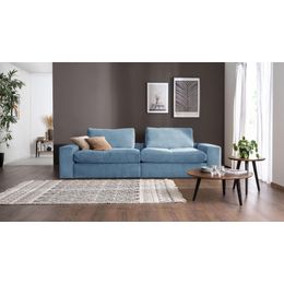 Big-Sofa Alina, B:256cm T:123cm, blau, Cord GCT (92% Polyester, 8% Nylon), Sofas, "Sandy", 256 cm breit und 123 cm tief, in modernem Cordstoff
