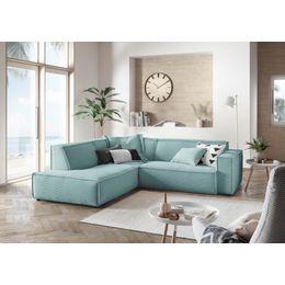 Ecksofa 3C CANDY, B:254cm H:72cm T:224cm, blau, 88% Polyester, 12% Polyacryl, Wohnzimmer, Sofas, "Matteo in elegant, kubischer Formensprache, bequem,