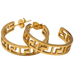 Firetti Damen Paar Creolen "Schmuck Geschenk Edelstahl Ohrschmuck Ohrringe M&auml;ander", 27mm, Edelstahl, gold, Edelstahl, Ohrringe, Made in Germany