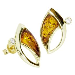 OSTSEE-SCHMUCK Damen Paar Ohrstecker "OSTSEE-SCHMUCK Ohrstecker Antonia Ohrstecker Antonia", 19 x 11mm, Gelbgold 333, gelb, Gelbgold 333, Ohrringe