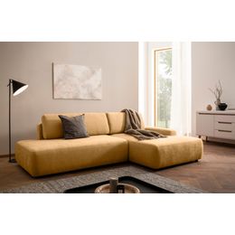 Ecksofa Home Affaire, B:276cm H:82cm T:164cm, gelb, 100% Polyester, Wohnzimmer, Sofas, "TORGE, Schlafsofa Cord, Samtvelours u. Strukur fein, Couch in