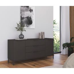 Kombikommode Rauch, B:160cm H:72cm T:42cm, grau, Holzwerkstoff, Schlafzimmer, Sideboards, "Kommode T&uuml;rkommode Sideboard Kombikommode FLIPP", 2-t&uuml;rig