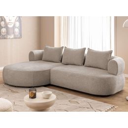 Ecksofa Home Affaire, B:257cm H:78cm T:159cmbeige, 100% Polyester, Wohnzimmer, Sofas, "LUSSAC L-Form Design-Sofa mit Zierkissen, Ma&szlig;e B/T/H:
