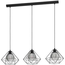 Eglo Hängeleuchte "VERNHAM Pendellampe, Stahl und Glas, E27, IP20, Esszimmerlampe, Lampe", 3, H: 110cm, 1 Stk., schwarz, Esszimmer, Leuchten,