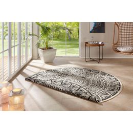 Teppich, H:5mm &Oslash;:240cm, schwarz, freundin Home Collection, Polypropylen (PP), Wohnzimmer, Teppiche, "Lilja Wendeteppich", In-& Outdoor, beidseitig,