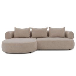 Ecksofa Home Affaire, B:257cm H:78cm T:159cmbeige, 100% Polyester, Wohnzimmer, Sofas, "LUSSAC L-Form Design-Sofa mit Zierkissen, Maße B/T/H: