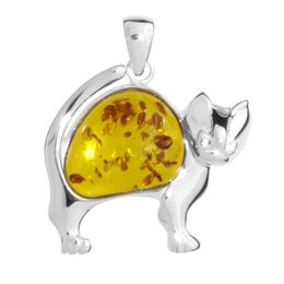 OSTSEE-SCHMUCK Damen Kettenanh&auml;nger "OSTSEE-SCHMUCK Anh&auml;nger Katze Anh&auml;nger Katze", 36 x 31mm, Silber 925 (Sterlingsilber), 5,8 g, wei&szlig;, Silber 925