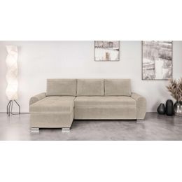 Ecksofa Home Affaire, B:237cm H:89cm T:166cm, beige, 100% Polyester, Wohnzimmer, Sofas, "HAVERHILL Schlafsofa mit Bettkasten, Maße B/H/T: 237/89/166