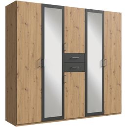Kleiderschrank wimex, B:225cm H:207cm T:58cm, grau, Kinderzimmer, Schränke, "Diver Drehtürenschrank mit Spiegel, 180, 225 o. 270cm breit", Bestseller
