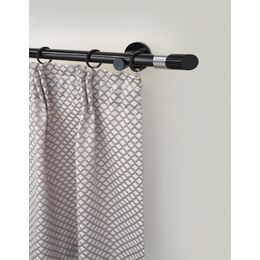 Gardinenstange Garesa, L:420cm &Oslash;:20mm, schwarz, Eisen, Gardinenstangen, "BLACK", Vorhanggarnitur, verl&auml;ngerbar, Endknopf abgeschr&auml;gt 2-farbig