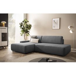 Ecksofa Home Affaire, B:276cm H:82cm T:164cm, grau, 100% Polyester, Wohnzimmer, Sofas, "TORGE, Schlafsofa Cord, Samtvelours u. Strukur fein, Couch in