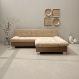 Ecksofa DOMO collection, B:234cm H:80cm T:157cm, beige, 90% Polyester, 10% Acryl, Wohnzimmer, Sofas, "100031 kompakte Stellma&szlig;e, komfortabel und