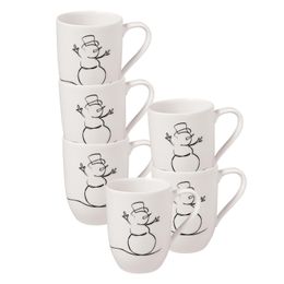 Villeroy & Boch VILLEROY & BOCH Becher "Statement Lines Becher 'XMAS' Statement Lines Becher 290 ml 6er Set weiß", weiß, Trinkgefäße