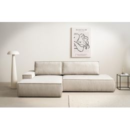 Ecksofa Home Affaire, B:275cm H:85cm T:167cm, beige, 100% Polyester, Wohnzimmer, Sofas, "SHERWOOD, Schlafsofa in L-Form offen (275cm), Cord,