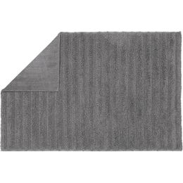 Badematte Kleine Wolke, H:5mm, grau, Baumwolle, Badematten, "Yara", Badteppich, Uni Farben, gestreift, waschbar