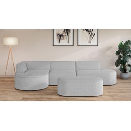 Ecksofa OTTO HOME, B:343cm H:72cm T:159cm, grau, 100% Polyester, Wohnzimmer, Sofas, "EIVIND Designer Sofa mit Ottomane rechts/links, B/T/H: