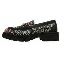DOGO Damen Loafer "Cindy Loafer Abstract Outline Damen Halbschuhe", Gr. 36, schwarz, Lederimitat, Schuhe, Handgefertigt