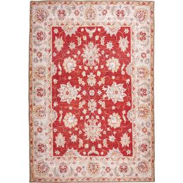Teppich me gusta, B:110cm H:6mm L:180cm, rot, Polyester, Wohnzimmer, Teppiche, "Faye 625", Flachgewebe, gedrucktes Motiv, Wohnzimmer, Esszimmer