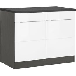 Unterschrank KOCHSTATION, B:100cm H:85cm T:60cm, wei&szlig;, Holzwerkstoff, MDF, K&uuml;che, Schr&auml;nke, "KS-Brindisi", 100 cm breit, viel Stauraum