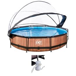 Framepool EXIT, H:76cm &Oslash;:360cm, braun, Schwimmbecken, "inkl. multifunktionaler Abdeckung", &Oslash;xH: 360x76 cm, mit Filterpumpe & Filterkartusche