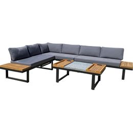 Gartenlounge-Set Garden Pleasure, braun, Aluminium, FSC-zertifizierter Holzwerkstoff, Sitzm&ouml;bel-Sets, "Lounge-Gruppe &raquo;MERIDA&laquo;", 1 Ecklounge, Tisch