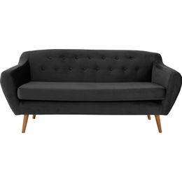 3-Sitzer Home Affaire, B:178cm H:78cm T:73cm, grau, Webstoff, Sofas, "Renne", mit Heftung im Rücken im skandinavischem Stil