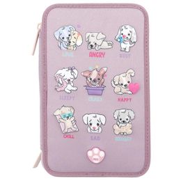 Depesche Kinder Buntstift "3-Fach Federtasche LED Hunde mit Stifte TOPModel 20 x 13 x 7,5 cm violett"violett, Kunststoff, Stifte