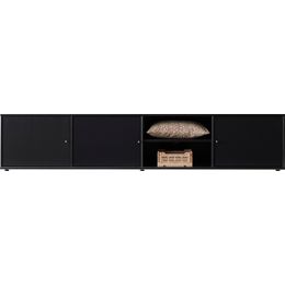 TV-Board, B:214,9cm H:56cm T:45cm, schwarz, HAMMEL FURNITURE, Furnier, Massivholz, Spanplatte, Stoff, Sideboards, "Mistral Fernsehschrank,