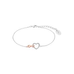 s.Oliver Damen Armband "Infinity/Unendlichkeitsschleife/Herz", 20cm, Silber 925 (Sterlingsilber), rosa, Silber 925 (Sterlingsilber), Armbänder, mit