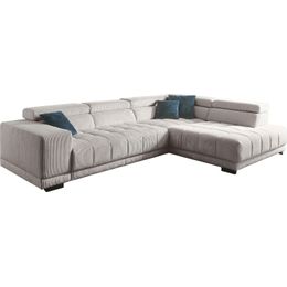 Ecksofa DIE PLANBAR, B:323cm H:73cm T:222cm, grau, 100% Polyester, Wohnzimmer, Sofas, "MP-IN15053 L-Form breiter Schenkel", wahlweise mit