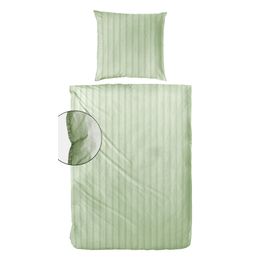 Bettwäsche Primera, grün, Renforcé, Obermaterial: 100% Baumwolle, Jugendzimmer, Bettwäsche, "Stone-Washed Style", Bettwäsche mit Streifen aus 100 %