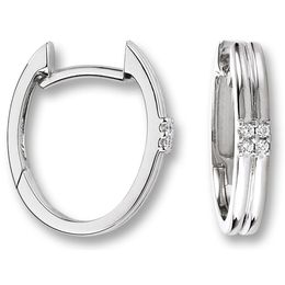 ONE ELEMENT Damen Paar Creolen "0.04 ct Diamant Brillant Ohrringe Creolen aus 585 Wei&szlig;gold", Damen, 0,04 mit Diamant, Diamanten Gold Wei&szlig;gold 585,