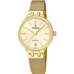 Festina Damen Quarzuhr "Mademoiselle", gold, Armbanduhren, Armbanduhr, Damenuhr, Edelstahlarmband, analog, Datum