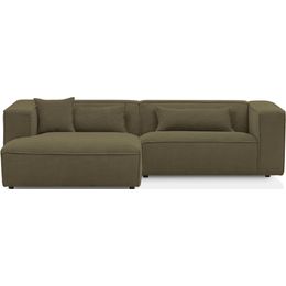 Ecksofa, B:267cm H:66cm T:167cm, grün, LeGer Home by Lena Gercke, 100% Polyester, Wohnzimmer, Sofas, "PIARA mit Kedernaht, Cord, Leinenoptik o.