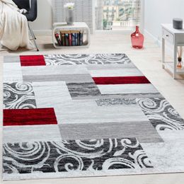 Teppich Paco Home, B:60cm H:13mm L:100cm, rot, Kunstfaser, Wohnzimmer, Teppiche, "Sinai 053", Kurzflor, Patchwork Design, mit Ornamenten,